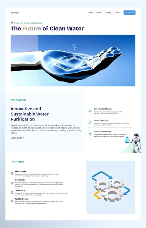 Hi Linkedin I Designed A Website Landing Page For Aquabot A Clean Water Sharon Olufemi 10