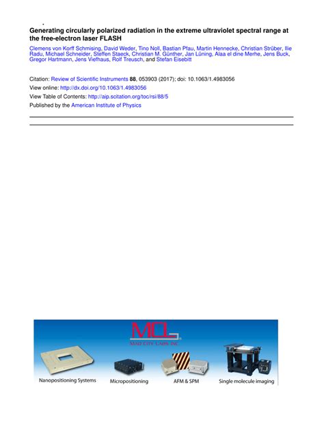 Pdf Generating Circularly Polarized Radiation In The Extreme Ultraviolet Spectral Range At The