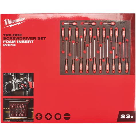 Milwaukee 4932479830 Tri Lobe Screwdriver Set In Foam Inlay 23 Piece