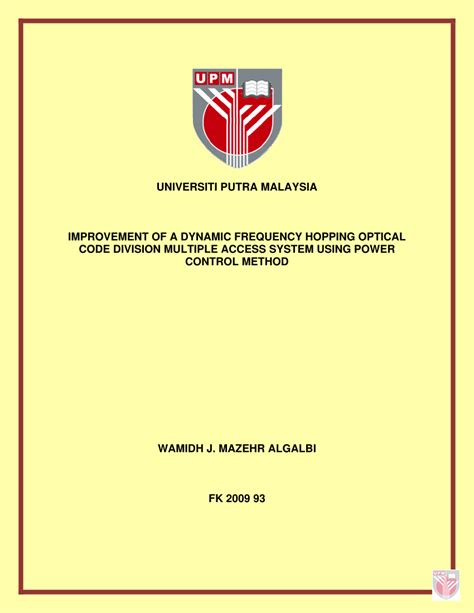 Pdf Improvement Of A Dynamic Frequency Hopping Optical Code Division