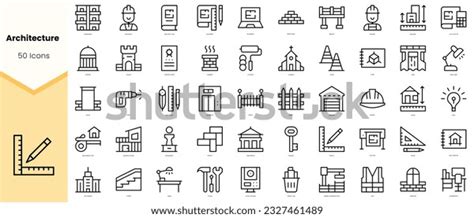 Set Architecture Icons Simple Line Art Stock Vector Royalty Free Shutterstock