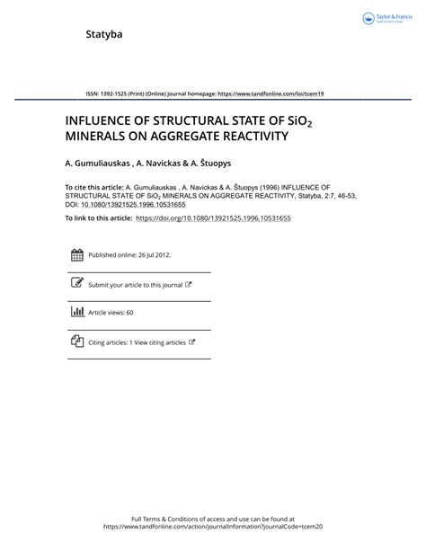 pdf influence of structural state of sio2 minerals on aggregate