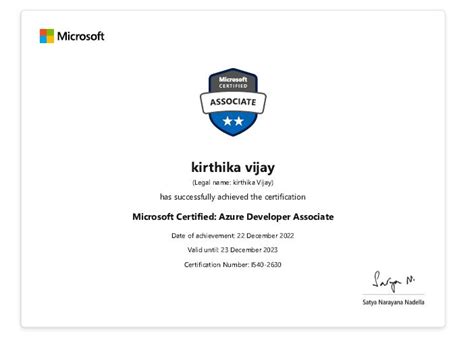 Micorsoft Azurecertification Hexaware Developer Kirthika Vijay