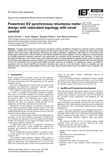 Powertrain Ev Synchronous Reluctance Motor Design With Redundant Topology With Novel Control