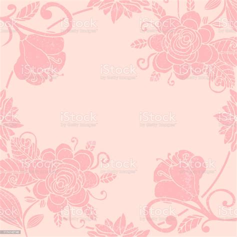 둥근 얇은 라인 프레임 귀여운 파스텔 꽃 초대 카드 곱슬 곱슬 파라다이스 판타지 꽃 분홍색에 고립 된 잎 트로피컬 낙서 꽃