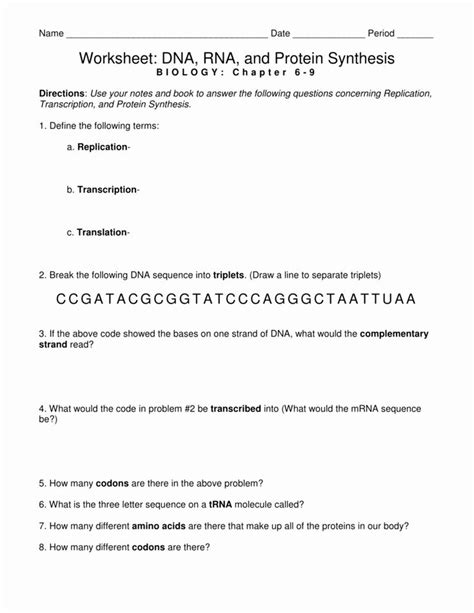 50 Dna And Rna Worksheet Answers Chessmuseum Template Library
