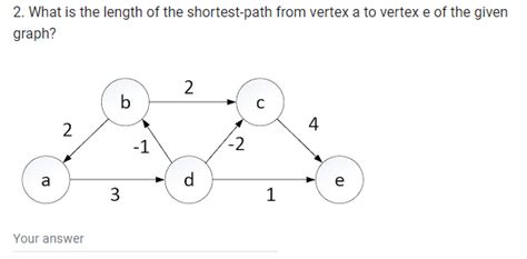 Solved What Is The Length Of The Shortest Path From Chegg