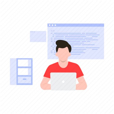 Boy Coding Sofware Programming Laptop Icon Download On Iconfinder