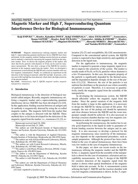 Pdf Magnetic Marker And High Tc Superconducting Quantum Interference Device For Biological