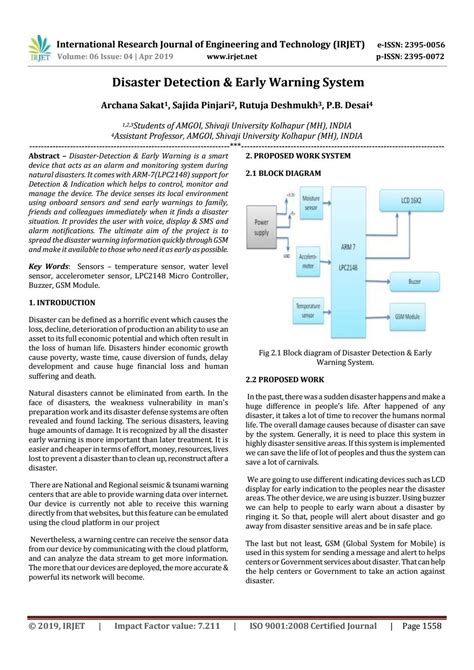 IRJET Disaster Detection Early Warning System By IRJET Journal Issuu