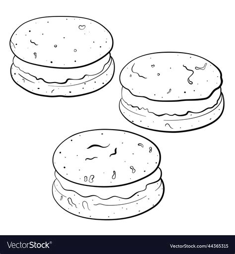 Whoopie Pie Outline Set Royalty Free Vector Image
