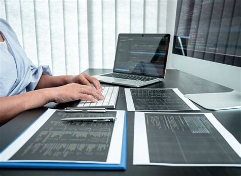Female Developer Programmer Working On Coding Program Software Computer