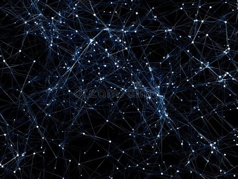 Interconnected Blue Nodes And Lines Forming A Digital Network Background Stock Illustration
