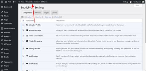 Wordpress How To Manage Buddypress Settings On The Frontend
