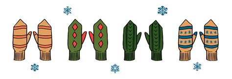 패턴이 다른 겨울 벙어리 장갑 따뜻한 니트 장갑과 장갑 세트 귀여운 모직 또는 니트 장갑 추운 서리가 내린 날씨에 대 한 흰색