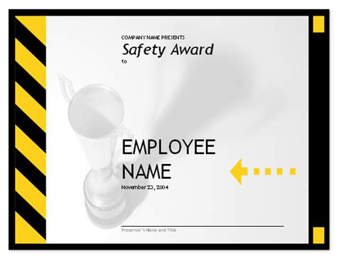 Safety Recognition Certificate Template 1 Templates Example
