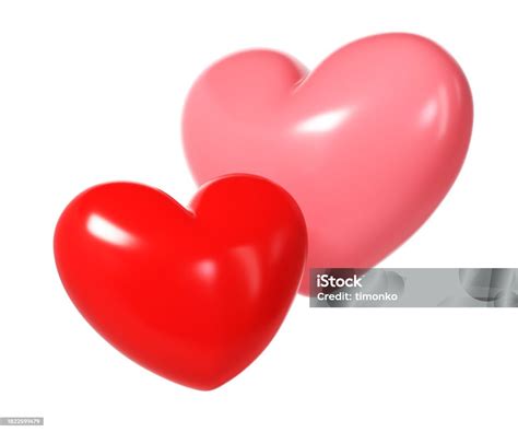 흰색 배경에 3d 분홍색과 빨간색 광택 사랑 하트 발렌타인 데이 어머니의 날 여성의 날 결혼식 스티커 인사말 카드에 적합합니다 2월 14일 0명에 대한 스톡 사진 및 기타