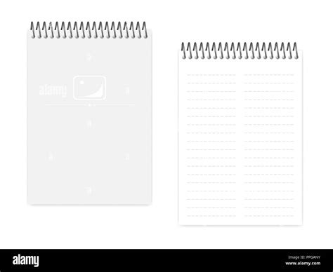 Two Column Dashed Line Top Spiral Notebook Realistic Vector Mockup Wire Bound A5 Size Notepad