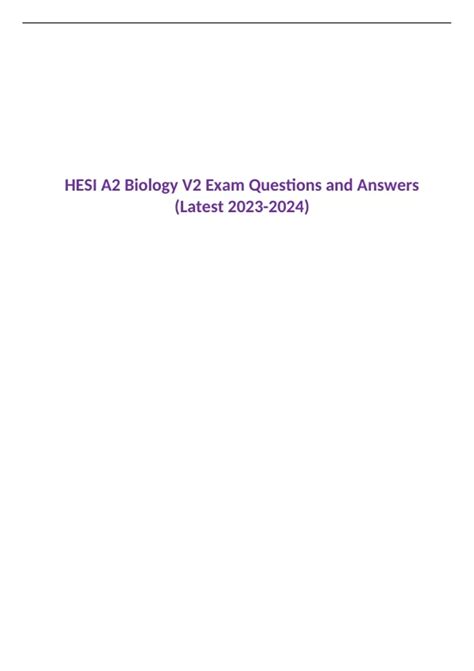 Hesi A2 Biology V2 Exam Questions And Answers Latest Hesi A2