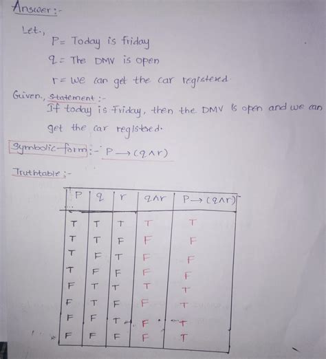 Solved Write The Statement In Symbolic Form Then Construct A Truth Table Course Hero