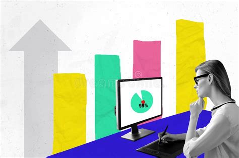 Trend Artwork Sketch Image 3d Photo Collage Of Black White Silhouette Smart Lady Work In Office