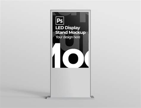 브랜딩 및 광고 프리젠 테이션을위한 Led 디스플레이 스탠드 모형 프리미엄 Psd 파일
