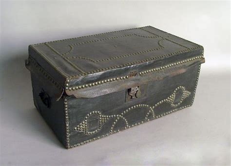 Leather Trunk With Brass Tack Decoration 19th C Sold At Auction On