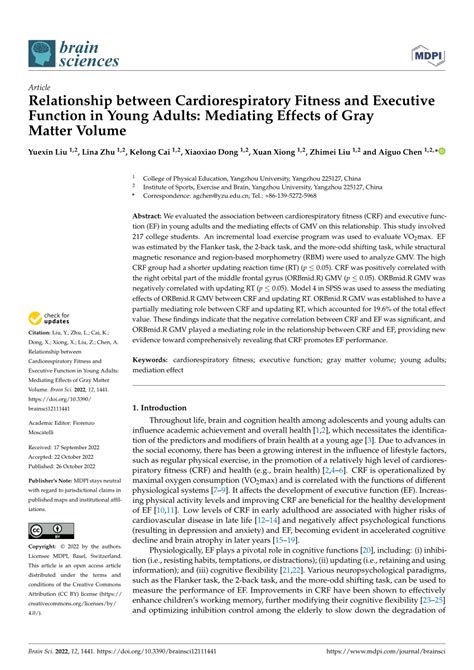 Pdf Relationship Between Cardiorespiratory Fitness And Executive
