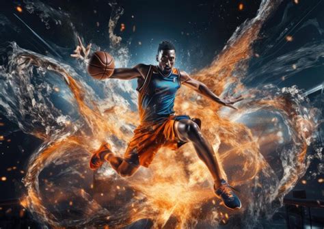 Premium Photo A Highspeed Sync Shot Of A Basketball Player Dunking