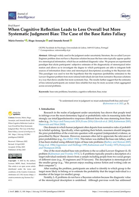 Pdf When Cognitive Reflection Leads To Less Overall But More Systematic Judgment Bias The