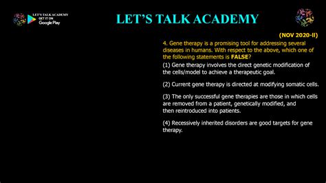 Identifying The False Statement About Modern Gene Therapy Csir Net