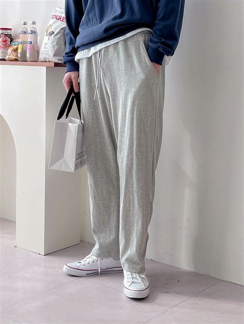 트레빈pt 남녀공용 커플 건조 줄어듬 없는 일자 스트레이트 밴딩 면바지 팬츠