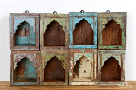 Indian Painted Wooden Single Wall Niches 20th Century For Sale At 1stdibs