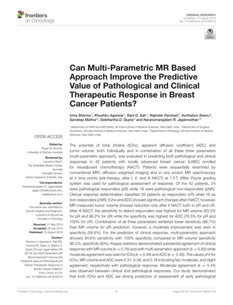 Pdf Can Multi Parametric Mr Based Approach Improve The Predictive Value Of Pathological And