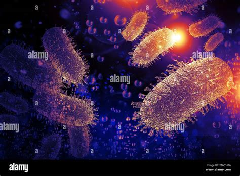 Rabies Virus Microscopic Cell Infection Extreme Closeup 3d Illustration