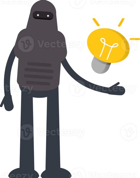 Robot Character And Light Bulb 49516749 Png
