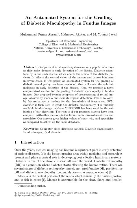Pdf An Automated System For The Grading Of Diabetic Maculopathy In Fundus Images