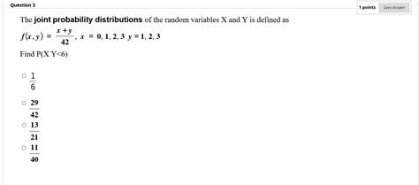 Solved The Joint Probability Distributions Of The Random Chegg
