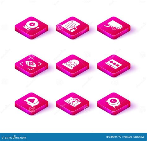 Set Exclamation Mark In Triangle Laptop And Lock Eye Scan Flasher Siren Check Speech Bubble