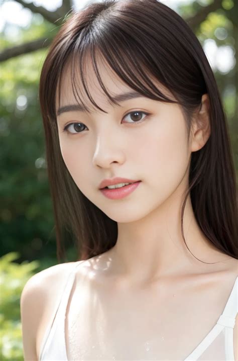 Close Up Of A Woman Walking In A Park In A White Bra、japanese Model