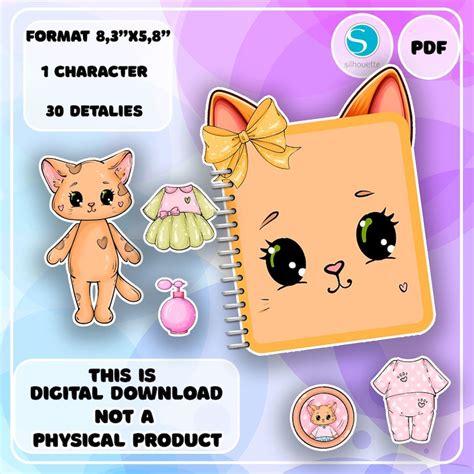 Cat Paper Doll Kate Made Etsy