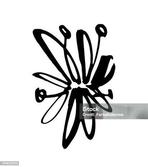 흰색 배경에 격리 된 꽃 아이콘입니다 로고 사인 디자인 현대 브러시 잉크 일러스트레이션 벡터 0명에 대한 스톡 벡터 아트 및 기타 이미지 Istock