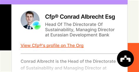 Cfp® Conrad Albrecht Esg Head Of The Directorate Of Sustainability Managing Director At