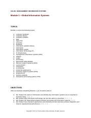 Module 1 CIS 301 Jul17 Docx CIS 301 MANAGEMENT INFORMATION SYSTEMS Module 1Global