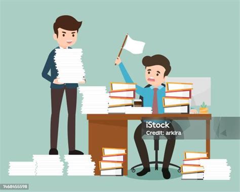 사업가는 열심히 일하지 않습니다 직원들은 상사가 더 많은 일을하는 동안 열심히 일하는 것을 포기하는 백기를 보여줍니다 경영자에 대한 스톡 벡터 아트 및 기타 이미지 Istock