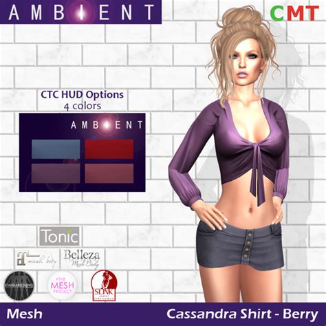 Second Life Marketplace Ambi Mesh Cassandra Shirt Berry Set Boxed