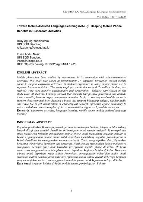 Pdf Toward Mobile Assisted Language Learning Mall Reaping Mobile