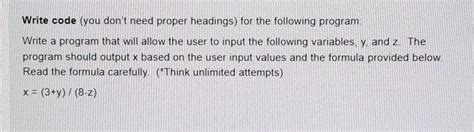 solved write code you don t need proper headings for the
