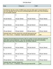 Calculating IOA For Task Refusal And Tolerating Overstimulating Course Hero