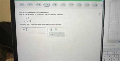 Solved Find All Excluded Values For The Expression That Is Chegg Com